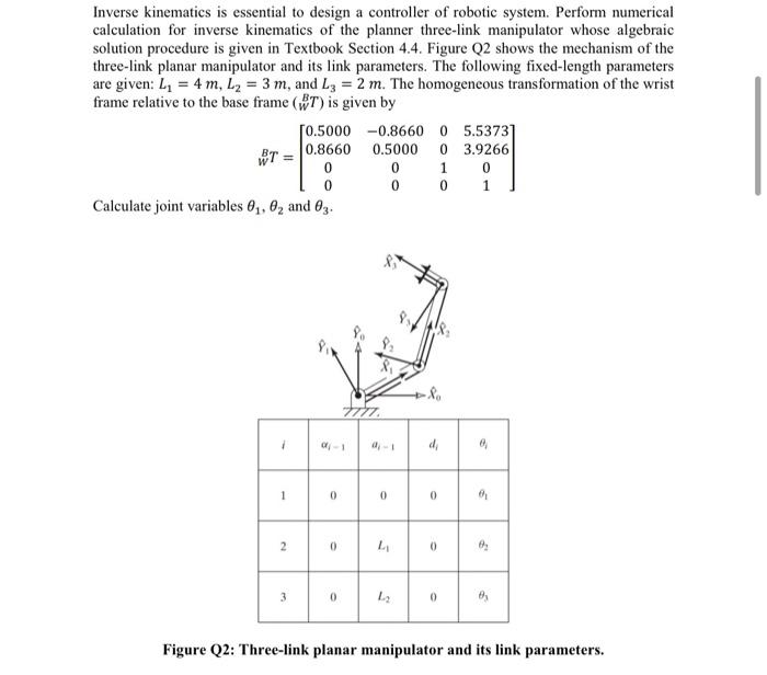 Solved Inverse kinematics is essential to design a | Chegg.com