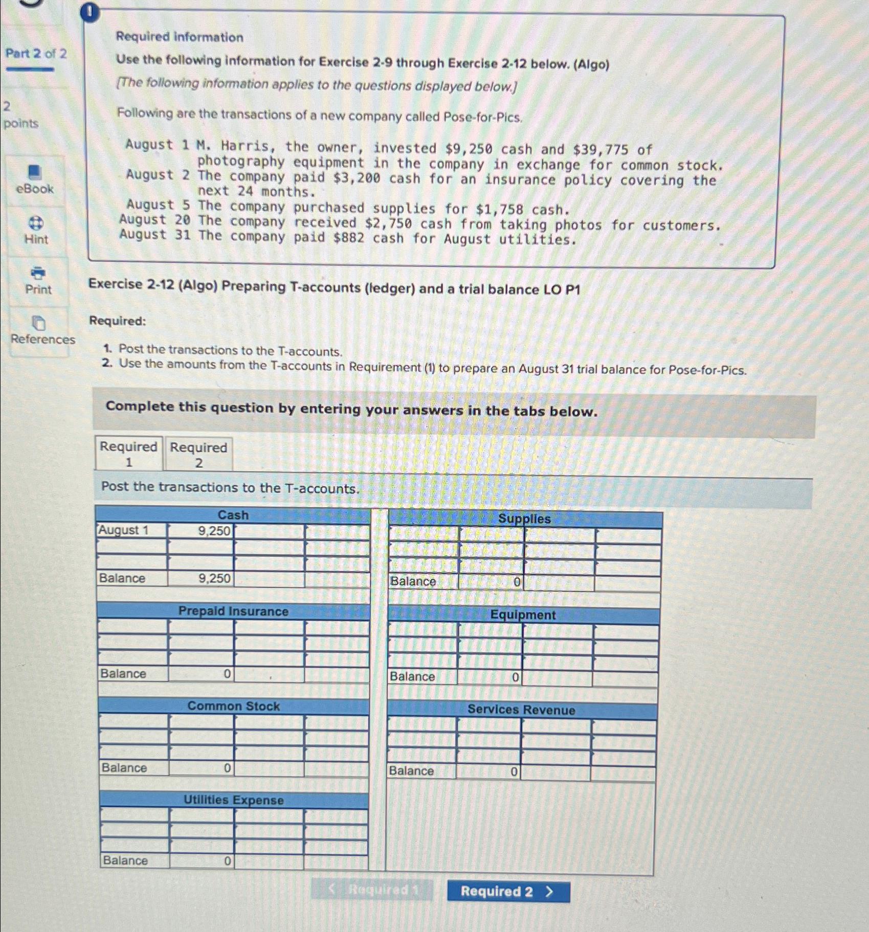 Solved (Required informationUse the following information | Chegg.com