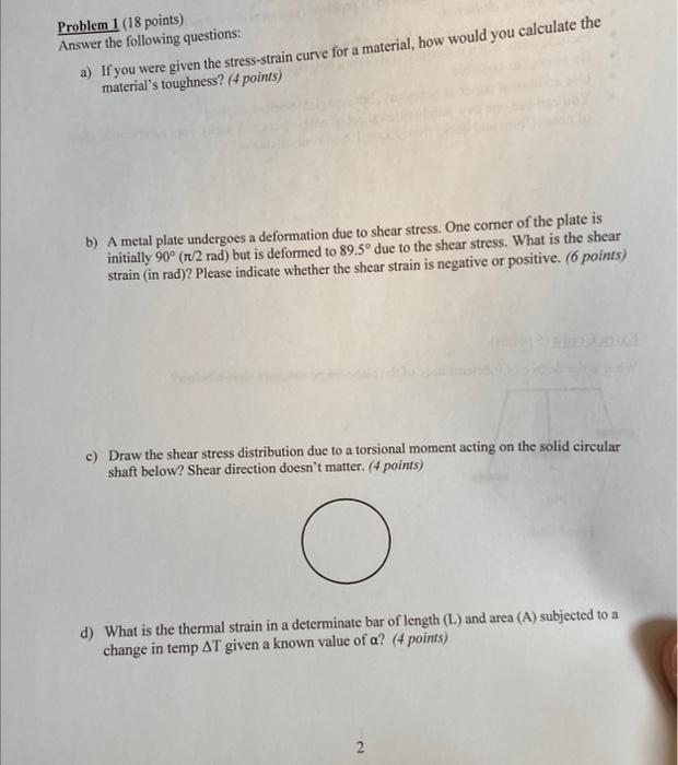 Solved Problem 1 (18 points) a) If you were given the | Chegg.com
