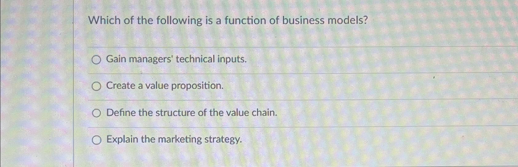 Solved Which of the following is a function of business | Chegg.com