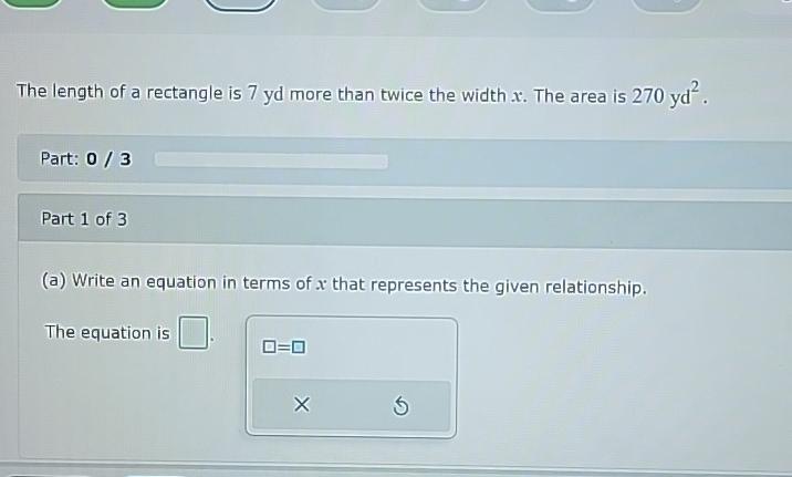 Solved The length of a rectangle is 7yd ﻿more than twice the | Chegg.com