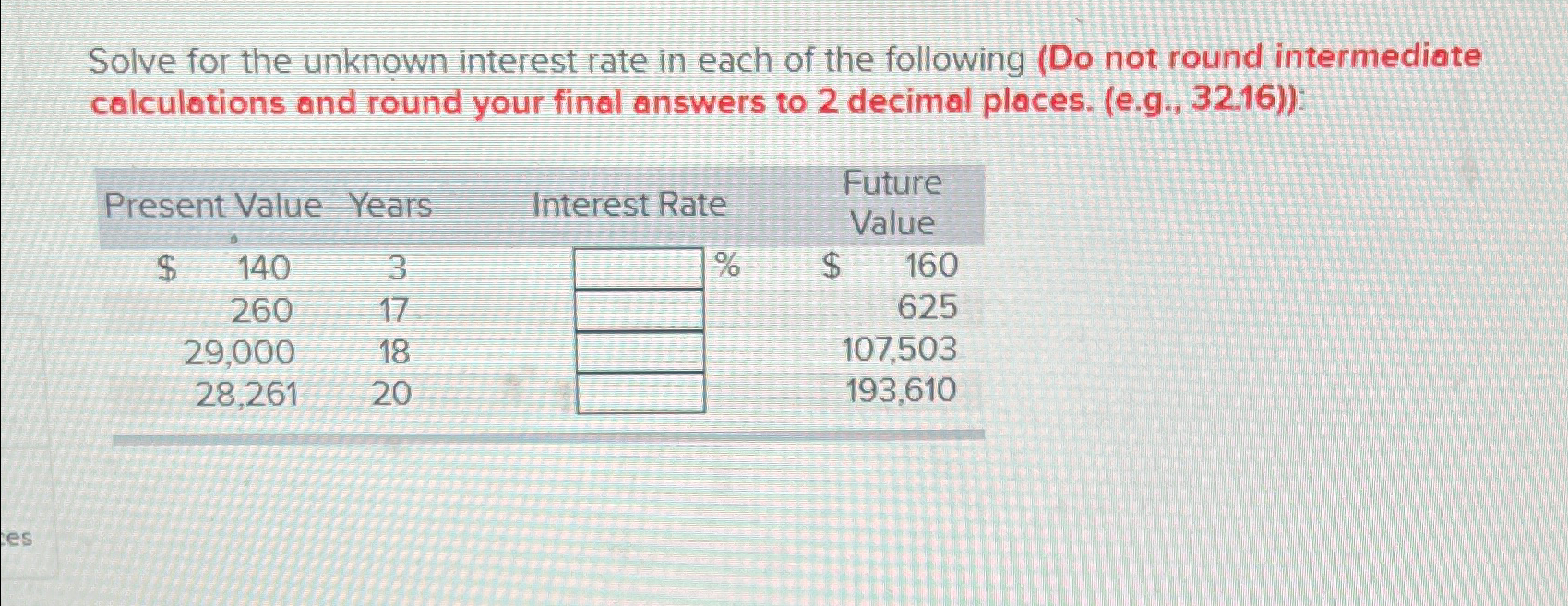 Solved Solve for the unknown interest rate in each of the | Chegg.com