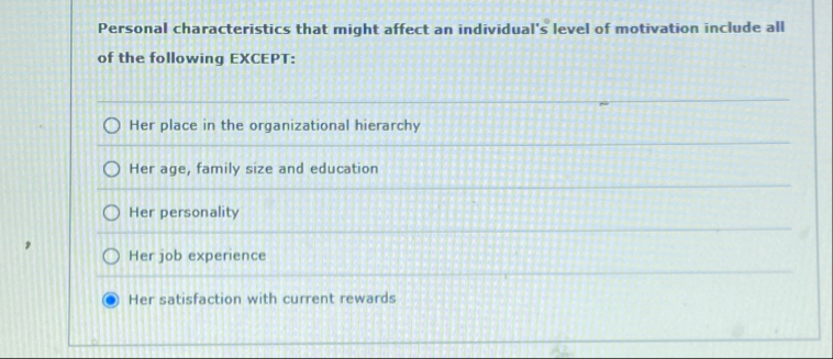 Solved Personal characteristics that might affect an | Chegg.com