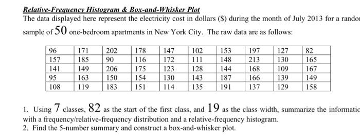 Solved Relative-Frequency Histogram \& Box-and-Whisker Plot | Chegg.com