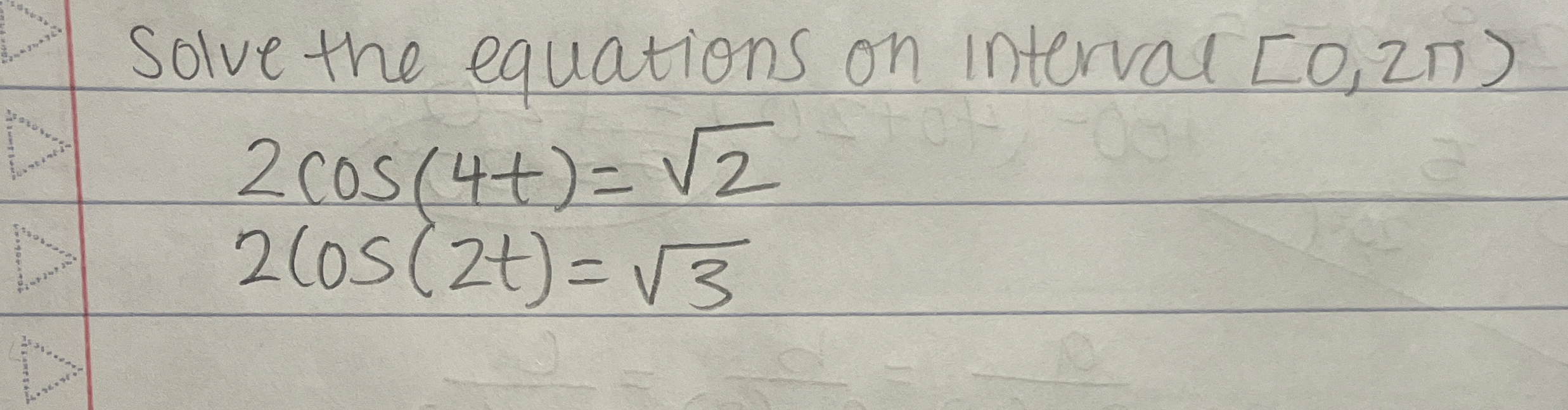 Solved Solve the equations on interval [0,2π) In ﻿pie | Chegg.com