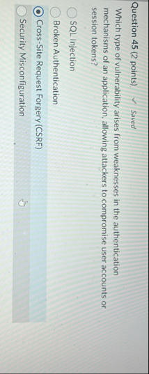Solved Question 45 (2 ﻿points)SavedWhich type of | Chegg.com