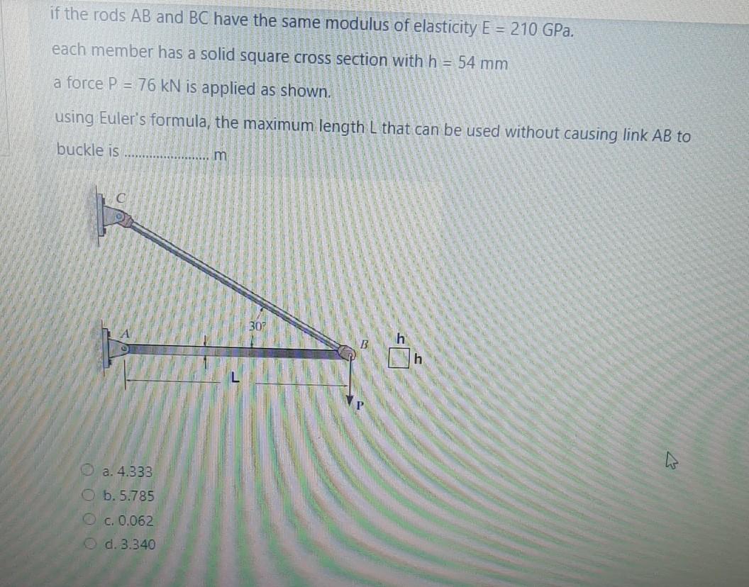 Solved if the rods AB and BC have the same modulus of | Chegg.com