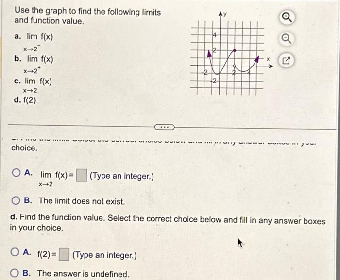 Use the graph to find the following limits and | Chegg.com