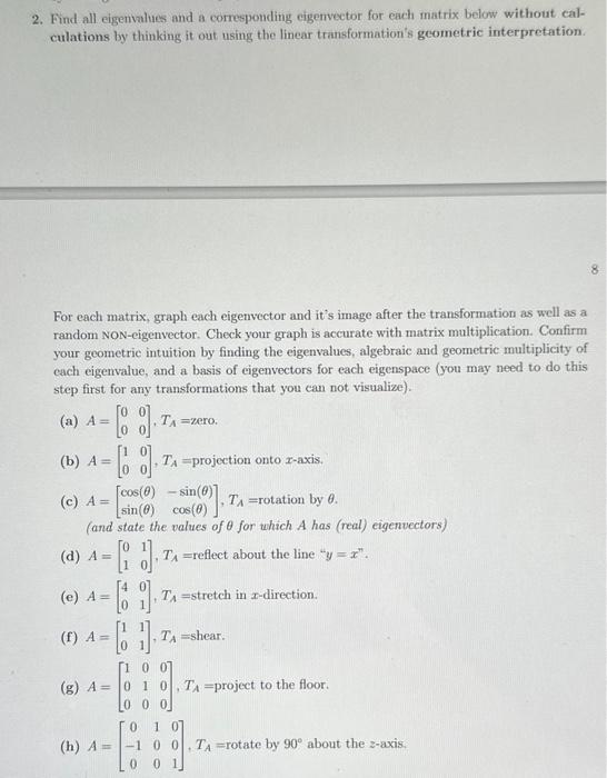2. Find all eigenvalues and a corresponding | Chegg.com