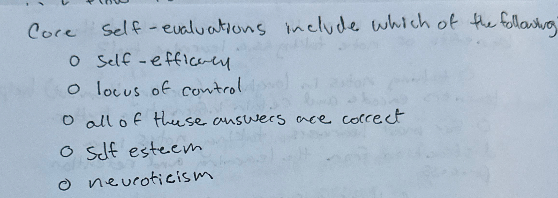 Core self-evaluations include which of the | Chegg.com