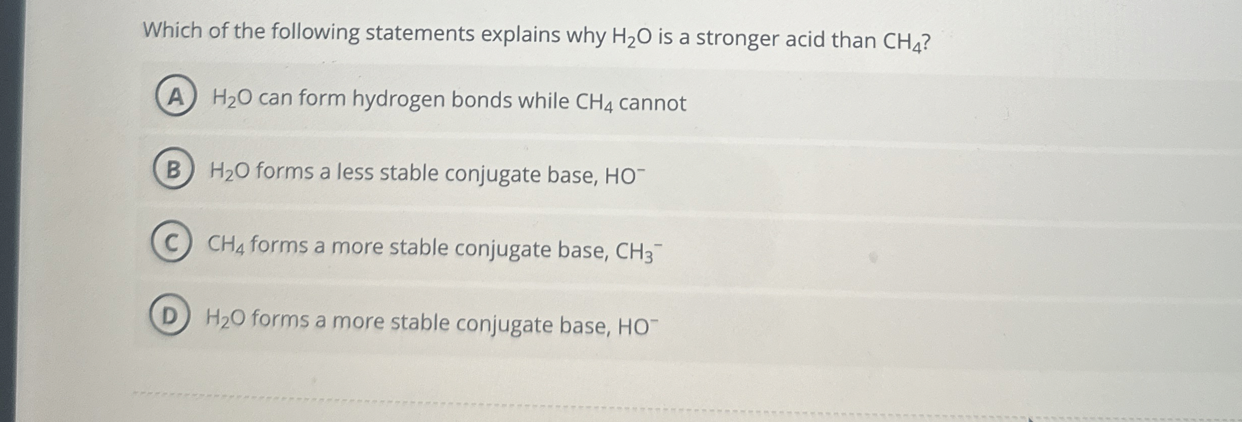 Solved Which of the following statements explains why H2O | Chegg.com