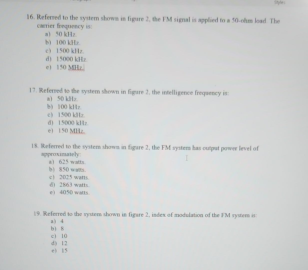 Solved 15. Viewing an FM signal on a spectrum analyzer, if | Chegg.com