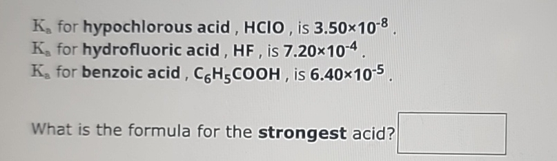 Solved Ka ﻿for hypochlorous acid, HClO, is 3.50×10-8.K2 ﻿for | Chegg.com