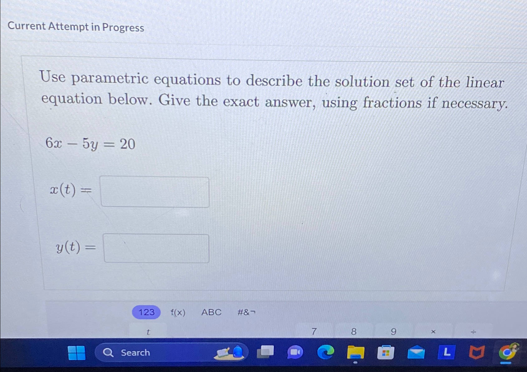 Solved Current Attempt In Progressuse Parametric Equations 