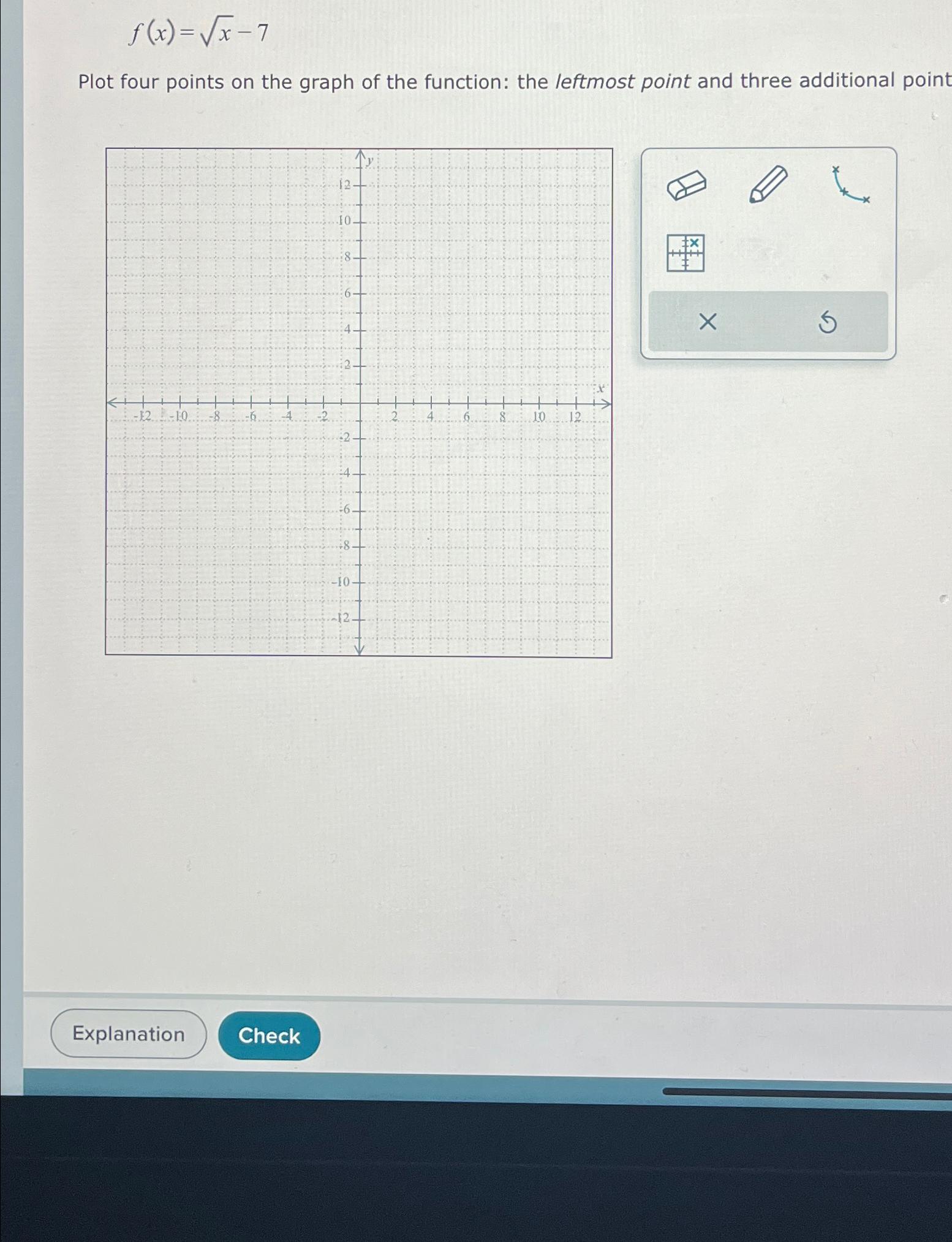 Solved f(x)=x2-7Plot four points on the graph of the | Chegg.com