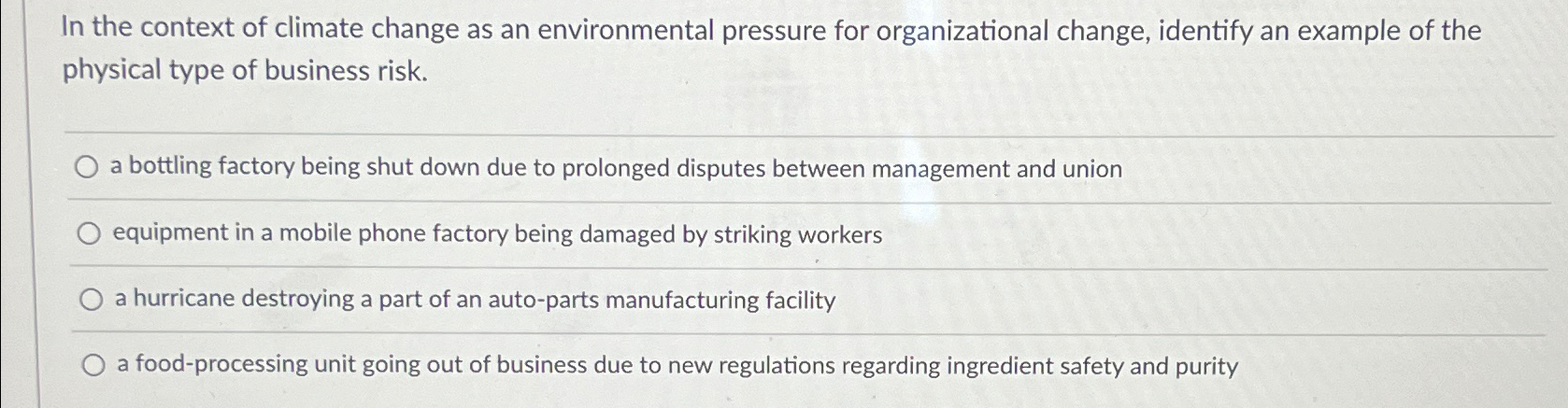 Solved In the context of climate change as an environmental | Chegg.com