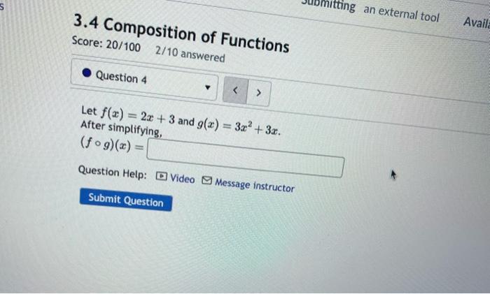 Solved Let f(x)=2x+3 and g(x)=3x2+3x. After simplifyino | Chegg.com