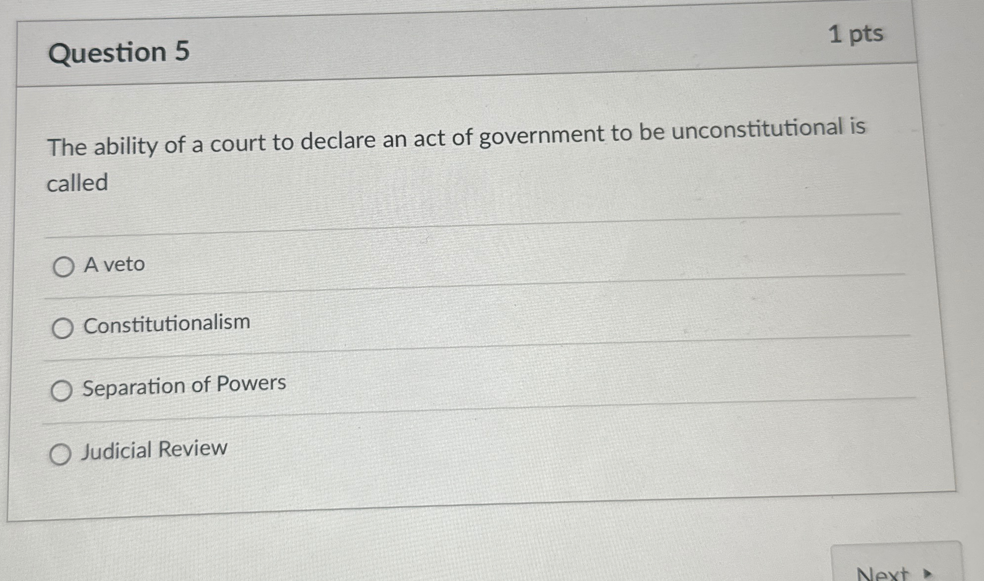 Solved Question 51 ﻿ptsThe ability of a court to declare an | Chegg.com