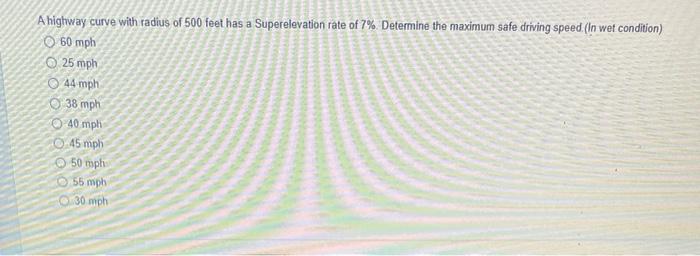 Solved A highway curve with radius of 500 feet has a | Chegg.com