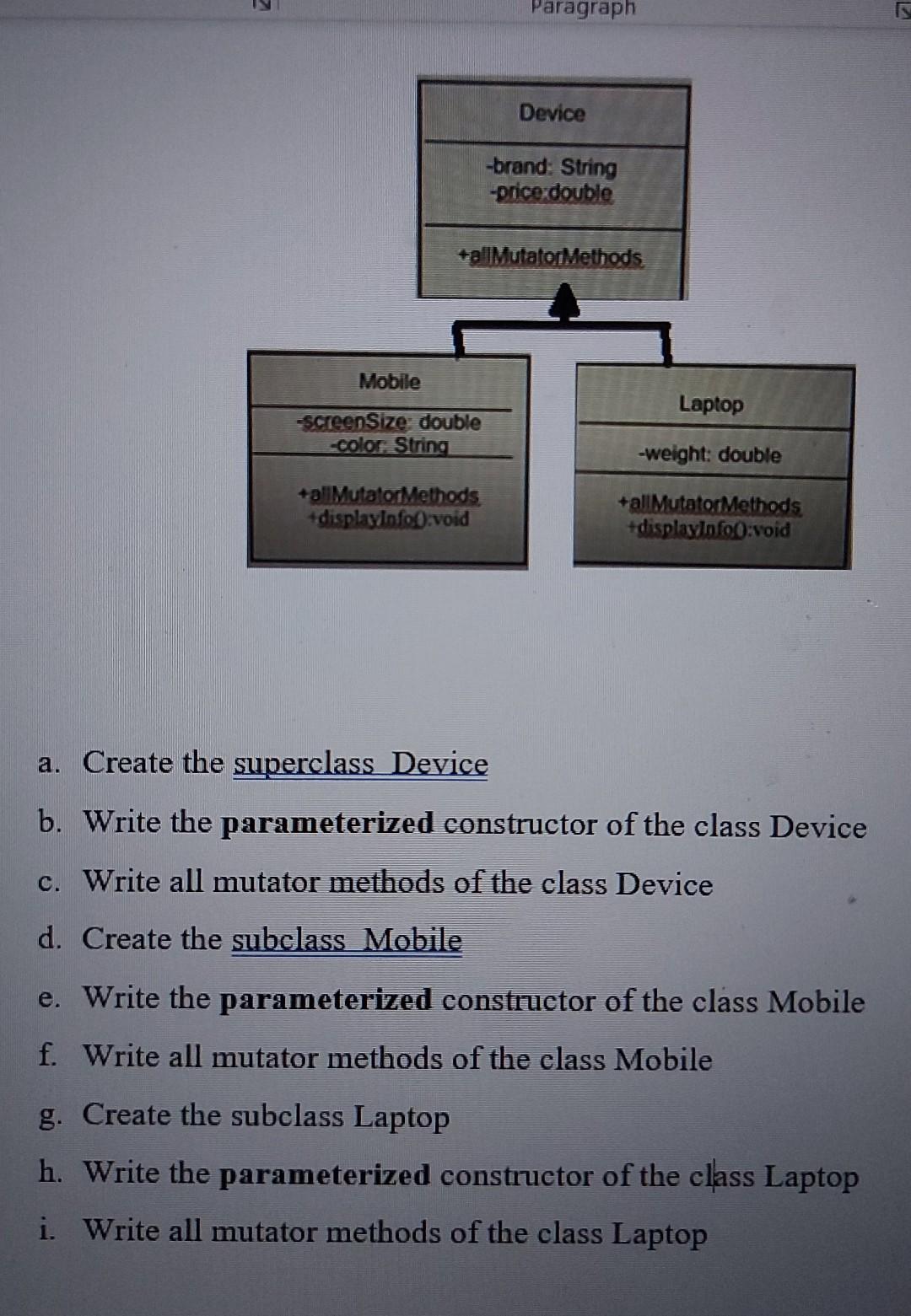 Solved Create the class device in new java file by | Chegg.com