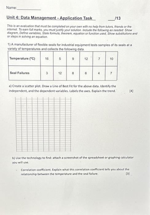 Solved Name: Unit 4: Data Management - Application Task /13 | Chegg.com