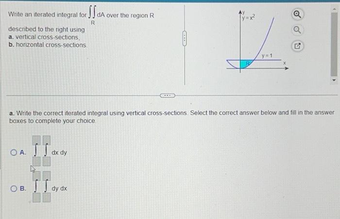 Solved Write an iterated integral for JJdAc R described to | Chegg.com