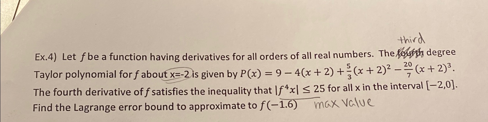 Solved Let f ﻿be a function having derivatives for all | Chegg.com