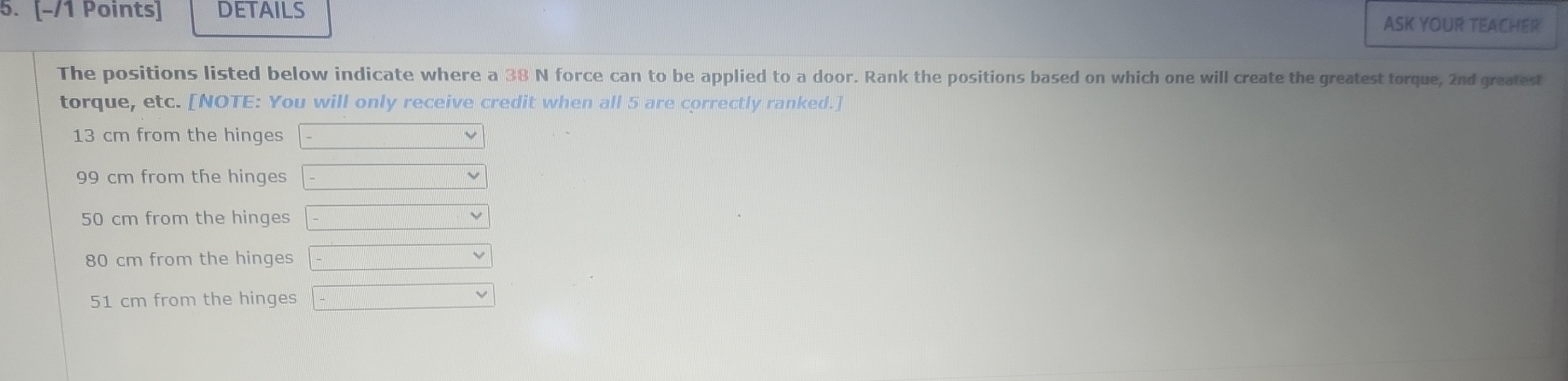 Solved [-/1 ﻿Points]The positions listed below indicate | Chegg.com
