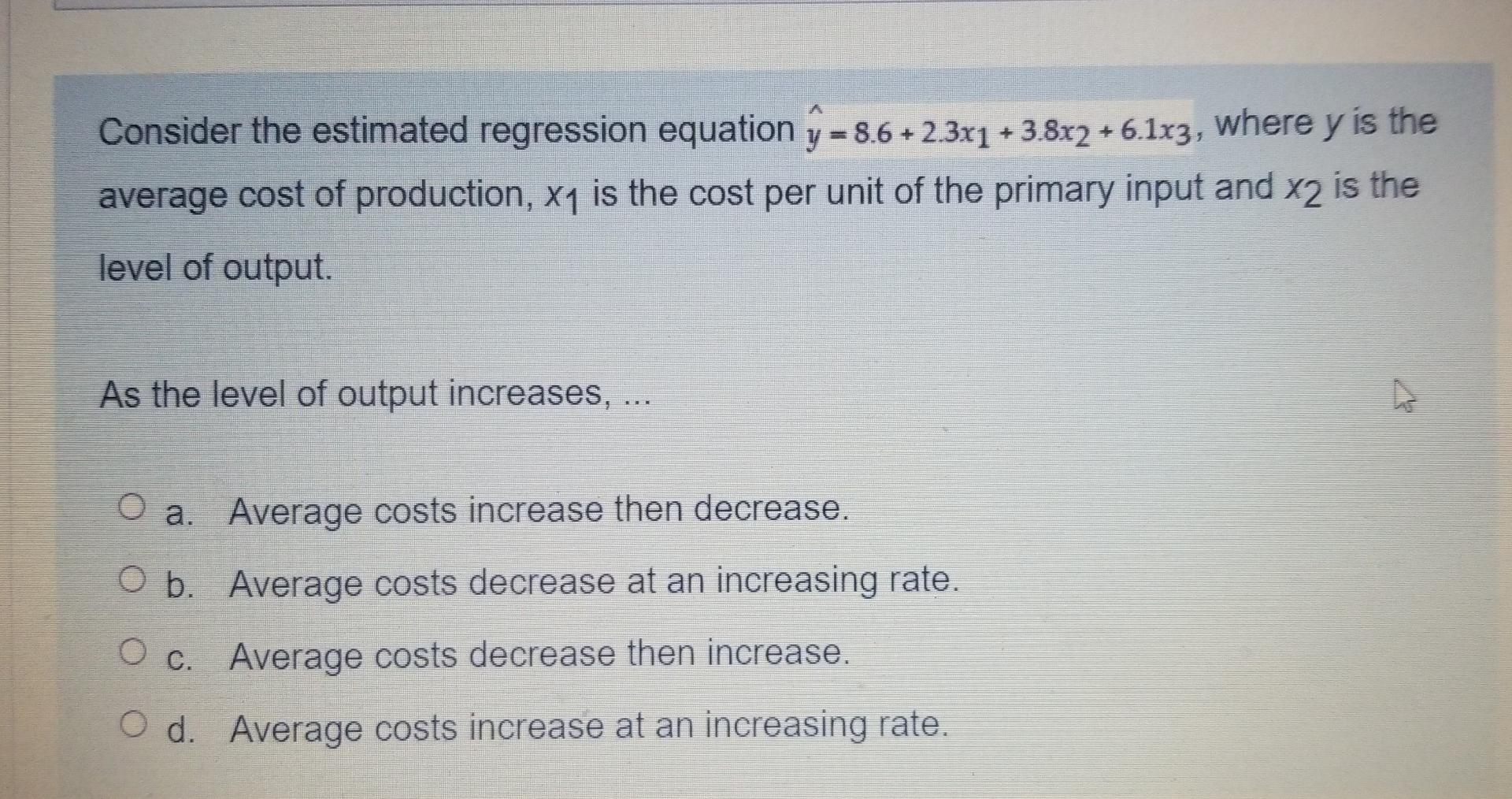 Solved Consider the following estimated regression equation | Chegg.com