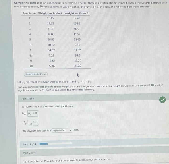Solved Comparing scales: In an experiment to determine | Chegg.com