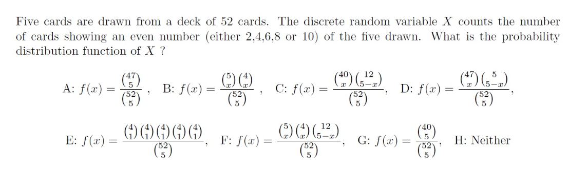 Solved Five cards are drawn from a deck of 52 ﻿cards. The | Chegg.com