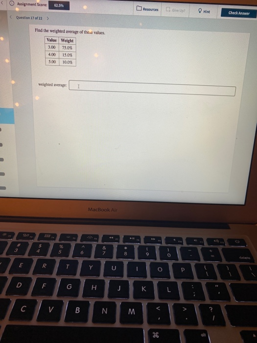 Solved Assignment Score: 62.5% U Resources C Give Up? Hint | Chegg.com