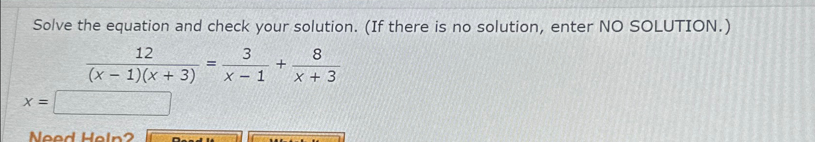 Solved Solve the equation and check your solution. (If there | Chegg.com