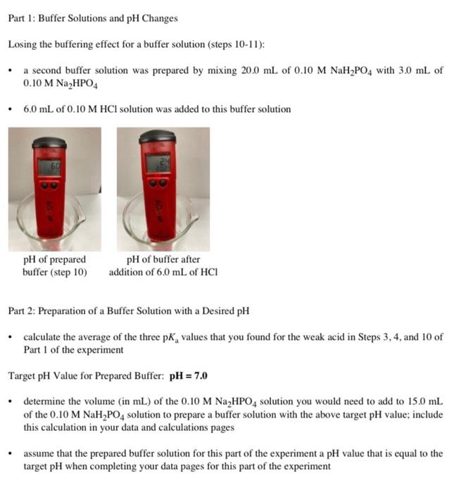 Solved Part 1: Buffer Solutions and pH Changes Assigned | Chegg.com