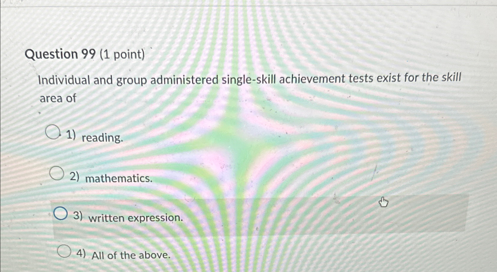 Solved Question 99 (1 ﻿point)Individual and group | Chegg.com
