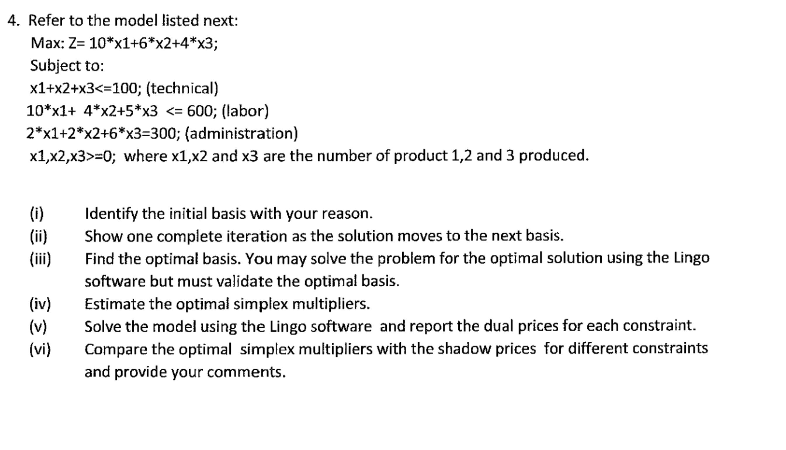 Solved Refer to the model listed next:Max: | Chegg.com