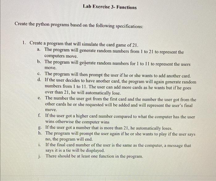 Solved Lab Exercise 3- Functions Create the python programs | Chegg.com