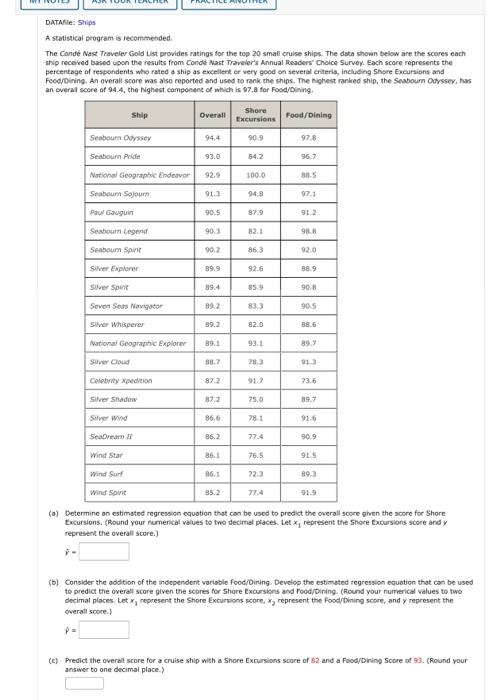 Solved DATA: Ships A statistical program is recommended The | Chegg.com