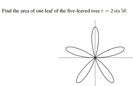 Solved Find the area of one leaf of the five-leaved rose r = | Chegg.com