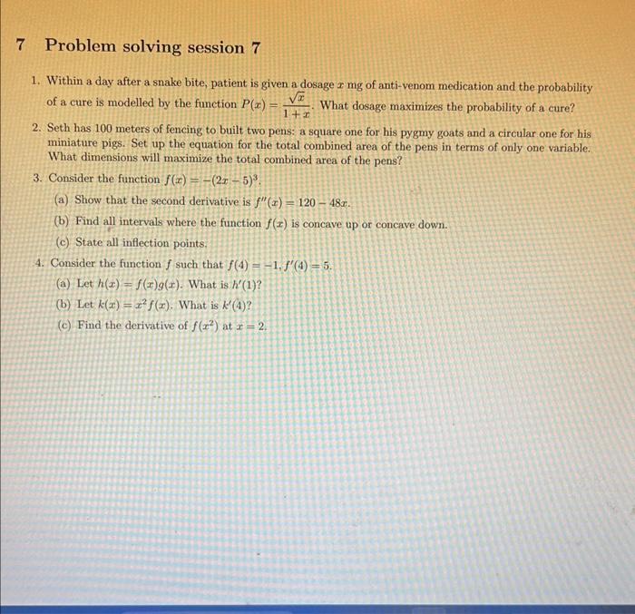 Solved 7 Problem solving session 7 1. Within a day after a | Chegg.com