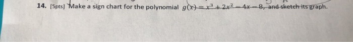 Solved 14. (5pts] Make a sign chart for the polynomial g(0)= | Chegg.com