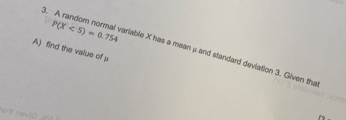 Solved A random normal variable x ﻿has a mean μ ﻿and | Chegg.com