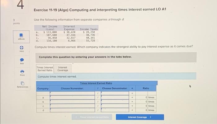 Solved 4. Exercise 11-19 (Algo) Computing and interpreting | Chegg.com