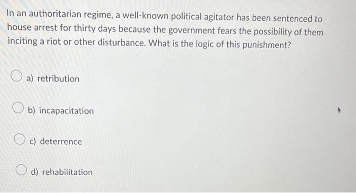 In an authoritarian regime, a well-known political | Chegg.com