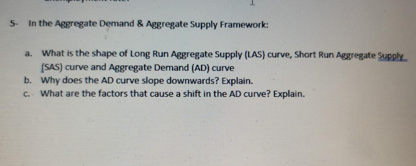 Solved 5- In the Aggregate Demand & Aggregate Supply | Chegg.com