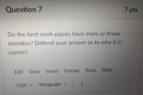 Solved Question 77 ﻿ptsDo the best work places have more or | Chegg.com