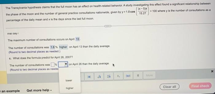 Solved The Transylvania hypothesis claims that the full moon | Chegg.com
