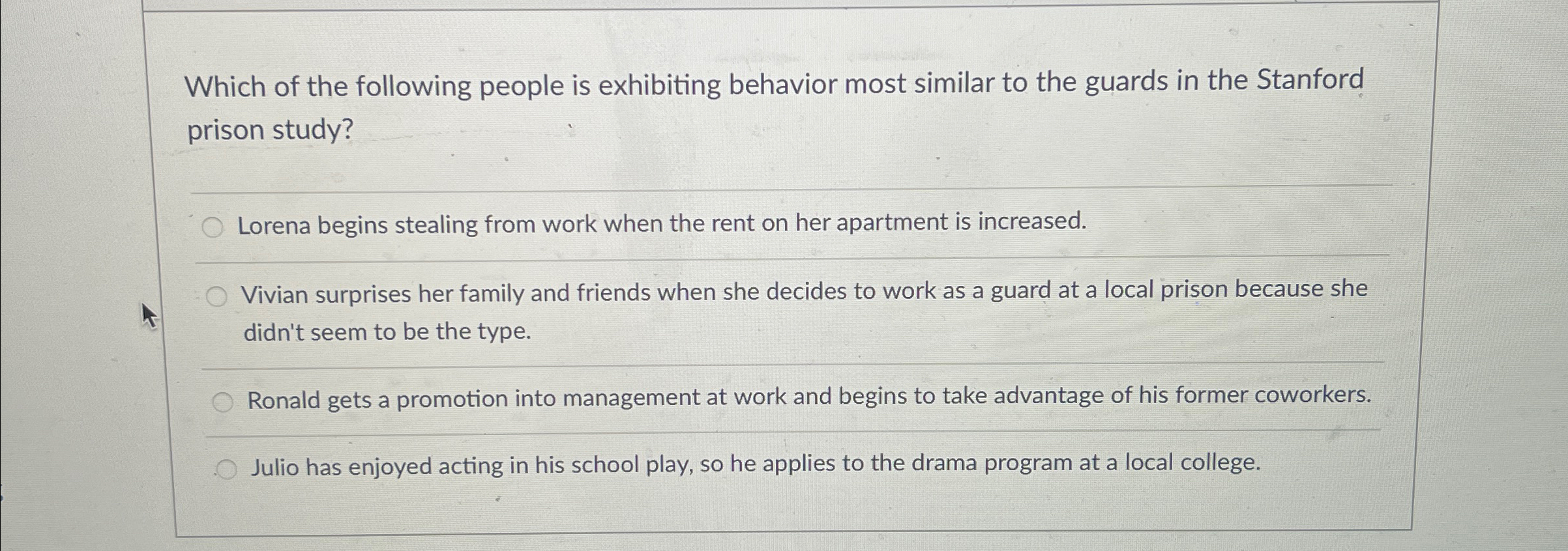 Solved Which of the following people is exhibiting behavior | Chegg.com