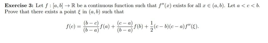 Solved Exercise 3: Let f:[a,b]→R be a continuous function | Chegg.com