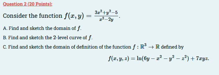 Solved Question 2 (20 ﻿Points):Consider the function | Chegg.com